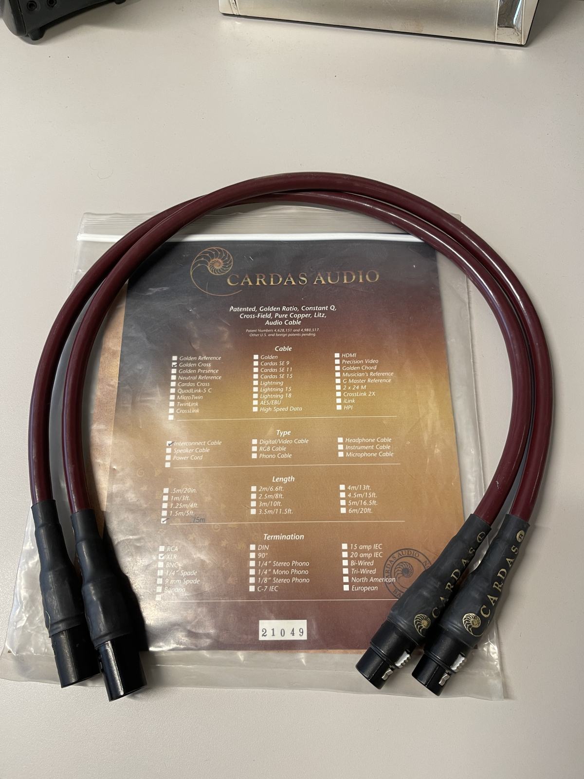 CARDAS GOLDEN CROSS INTERCON KABEL XLR 0,75 m