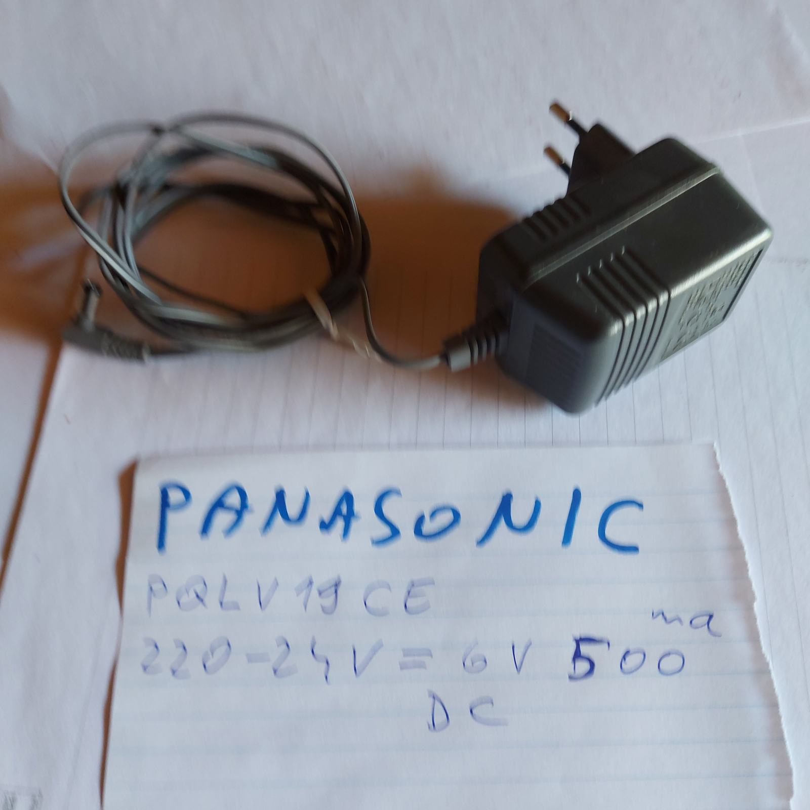 ADAPTER PANASONIC PQLV19CE 220-240V 6V 500 ma dc