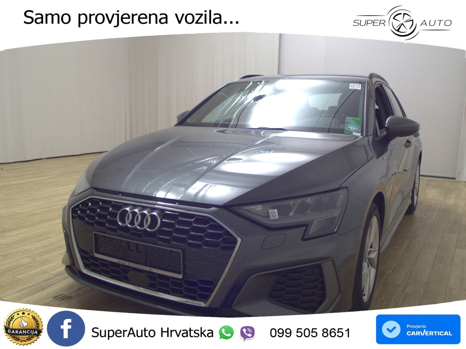 Audi A3 SB 30 TDI Aut. S line 116 KS, LED+ACC+GR SJED+VIRT+PARK, 2022 god.