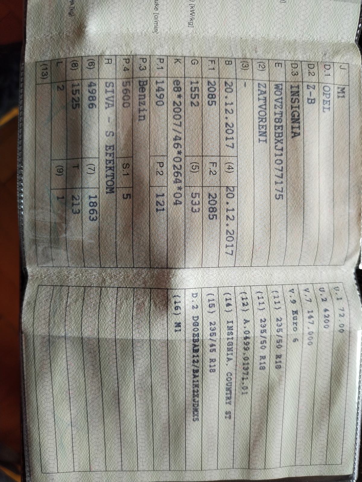 Opel Insignia Karavan 1.5 T, 2017 god.