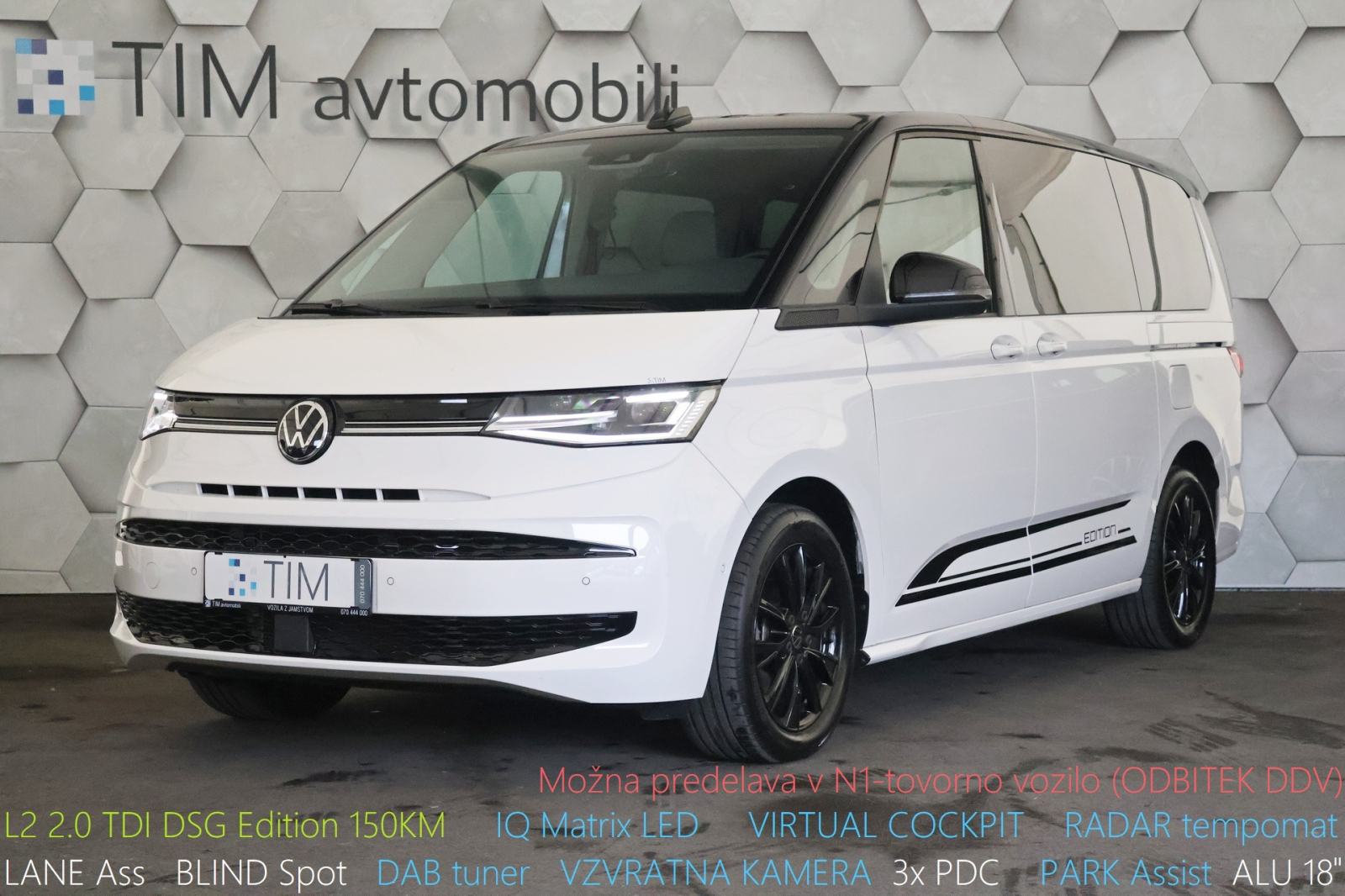 Volkswagen Multivan T7 L2 2.0 TDI DSG Edition VIRTUAL IQ Matrix RADAR ...