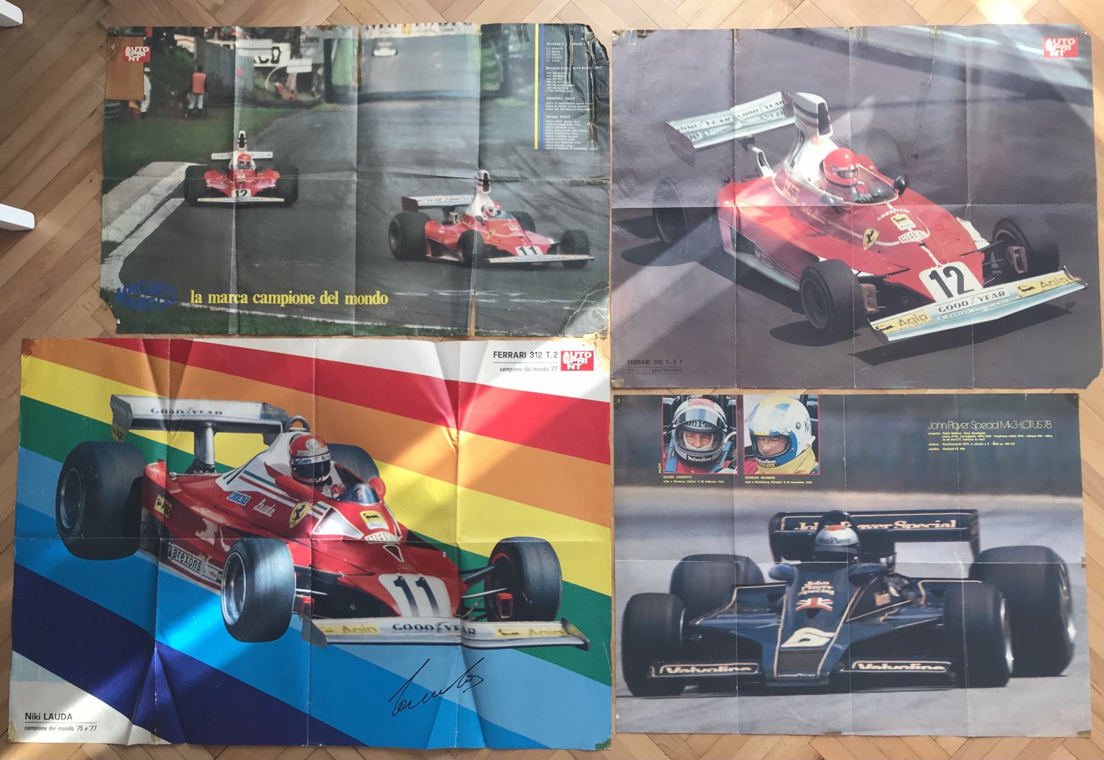 posteri iz autočasopisa, prvak F1 `75.+`77. Lauda u Ferrari +Regazzoni