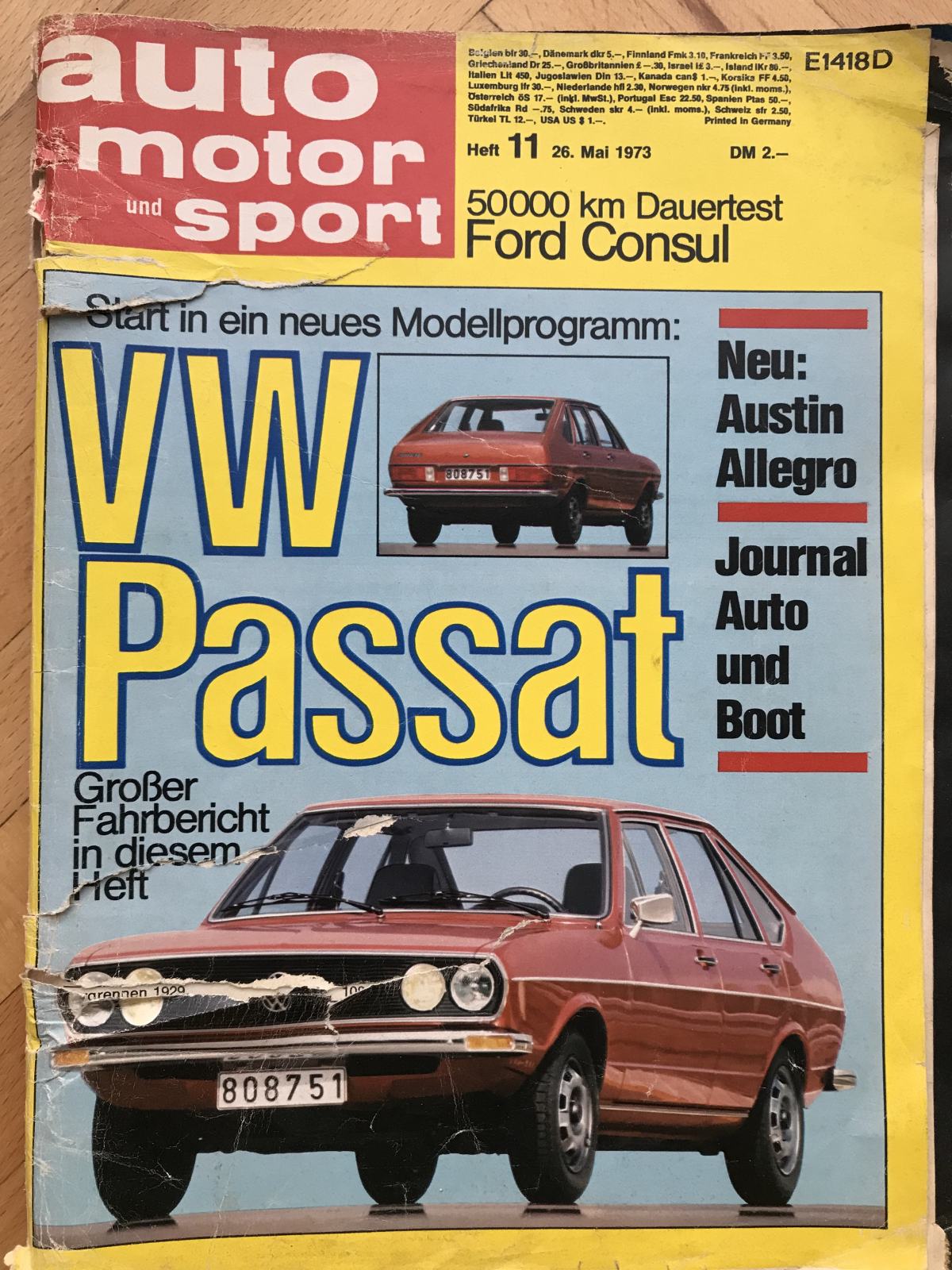 Auto motor&sport’73. test: Passat +O.Commodore +F.Consul +CitroenTyp15