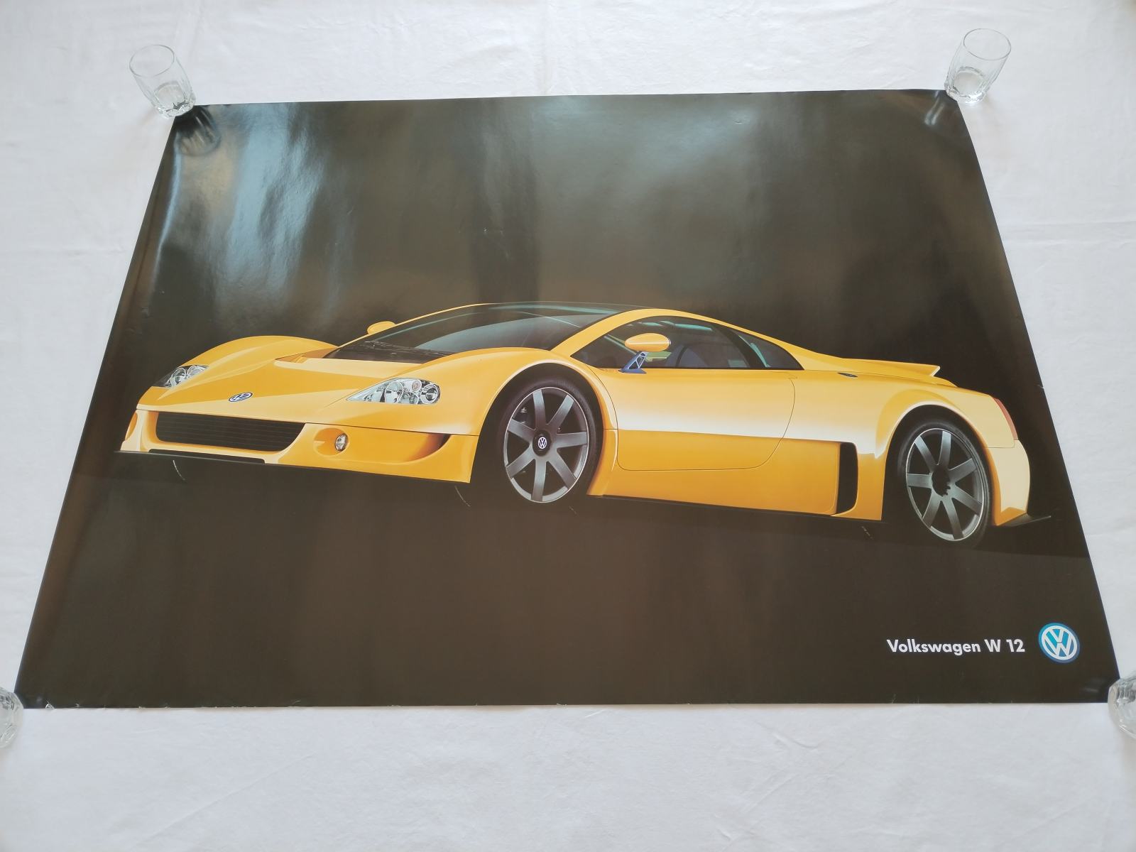 ORIGINALNI PLAKAT POSTER ŽUTI SPORTSKI VW W 12 80cm x 60cm AUTOMOBIL