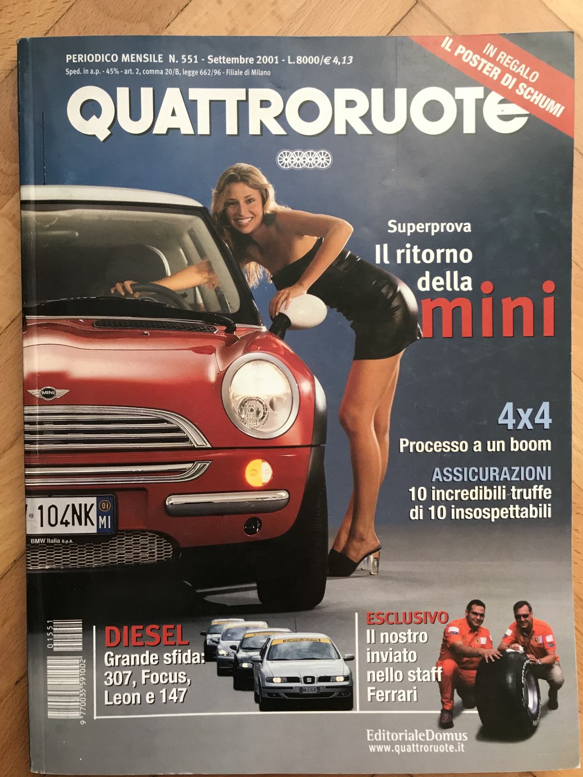 Quattroruote 9/01 test Lotus Elise vs M3 + Mini Cooper +reportaža izF1