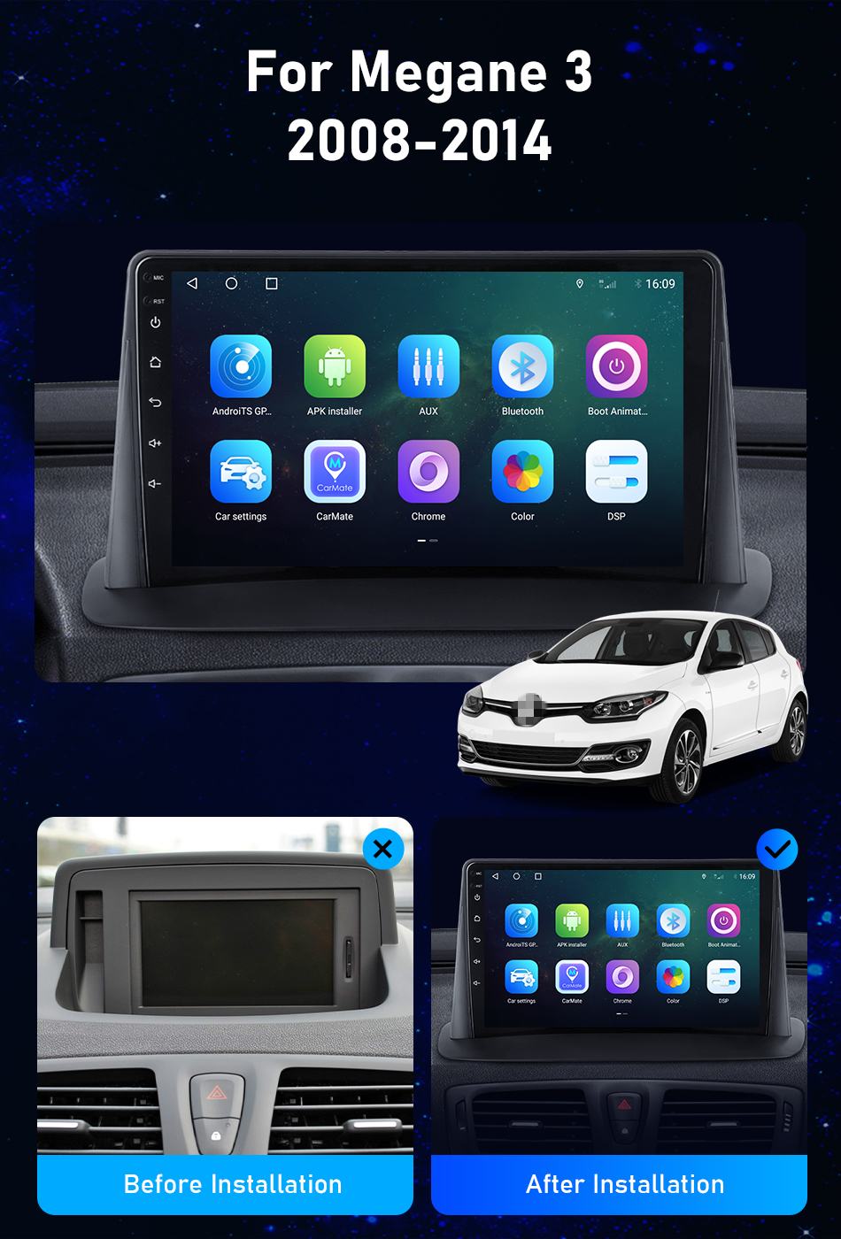 Renault Megane 3, android auto radio multimedia