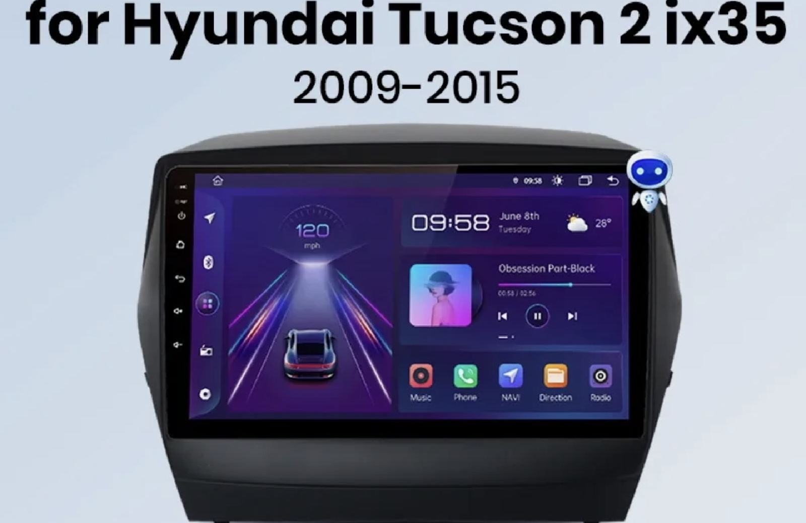 2 din android navigacija, multimedija za hyundai ix35 2-32 GB