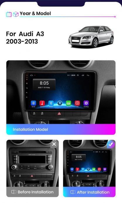Audi A3 8P 2003 - 2013 Multimedia Android Ugradnja