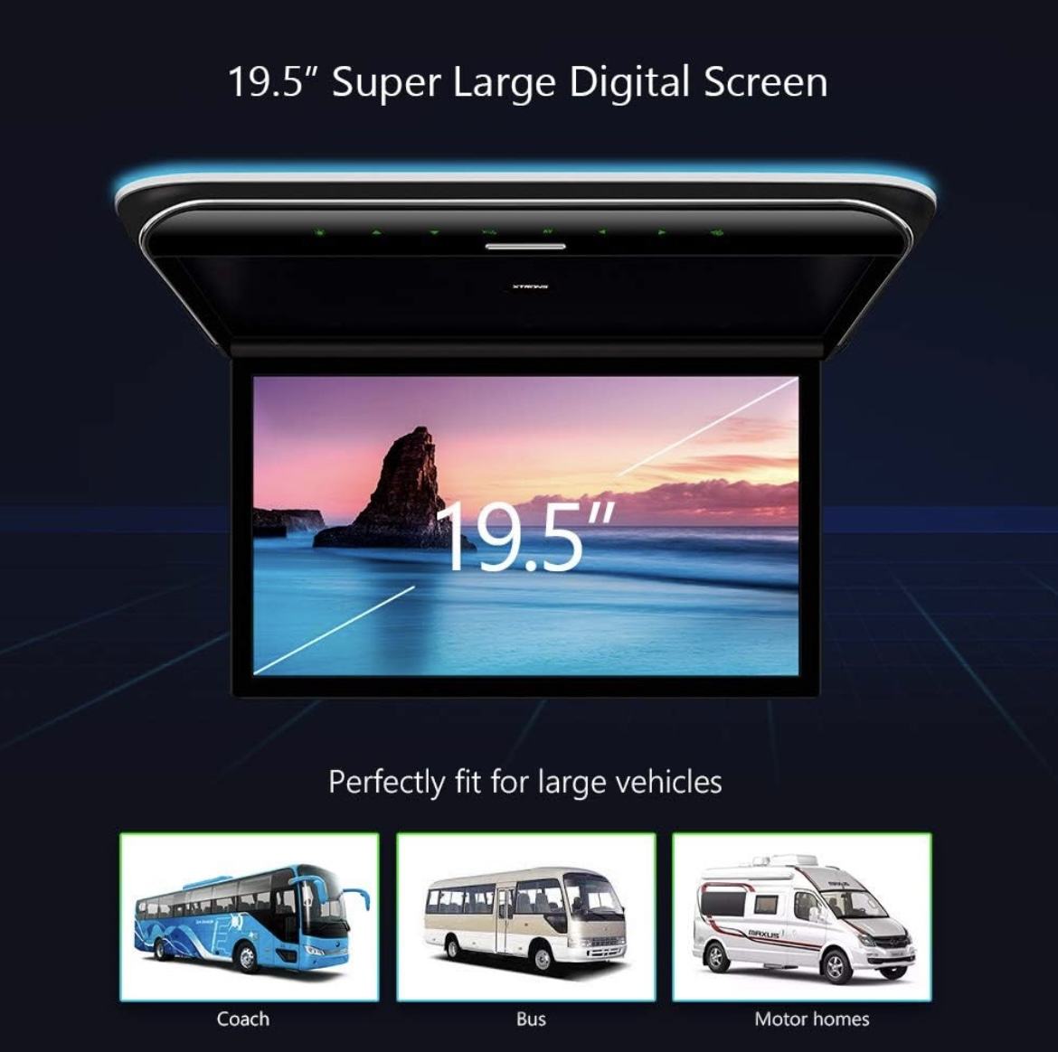 Car Overhead Player 16:9 Wide Screen 1080P 19.5 inch