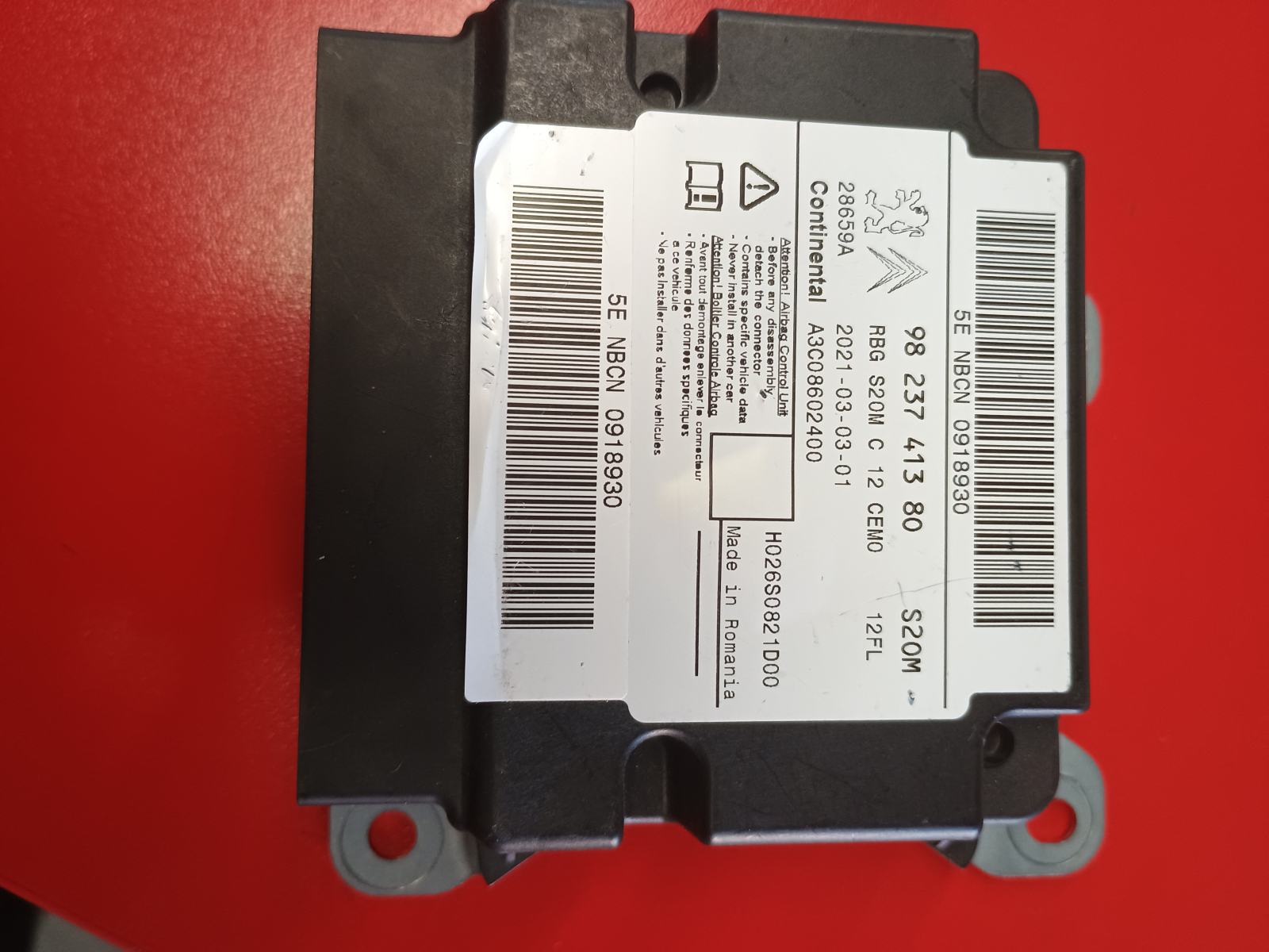 Citroen Jumpy 2021-Modul zračnih jastuka 9823741380