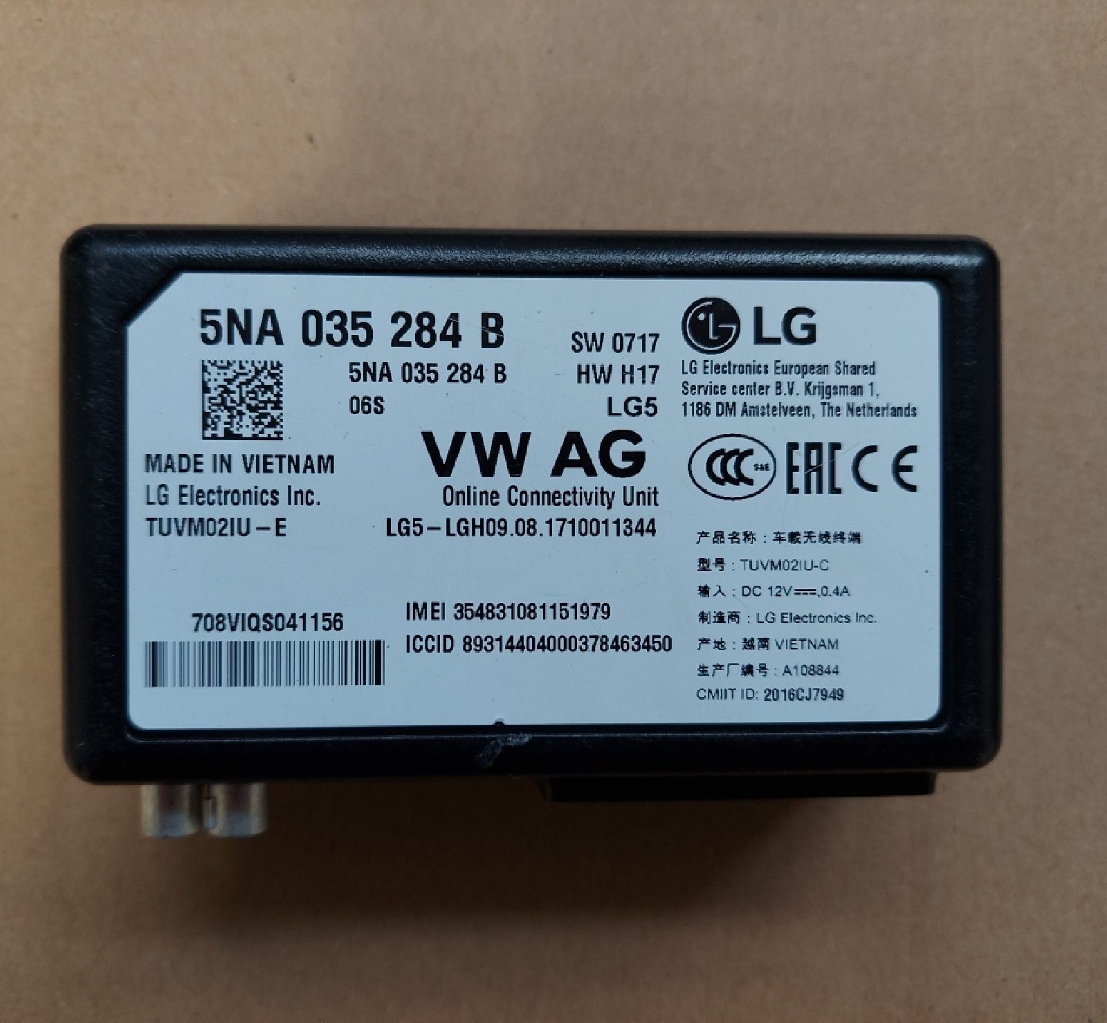 VW SEAT AUDI ŠKODA Connectivity Modul SOS 5NA035284B