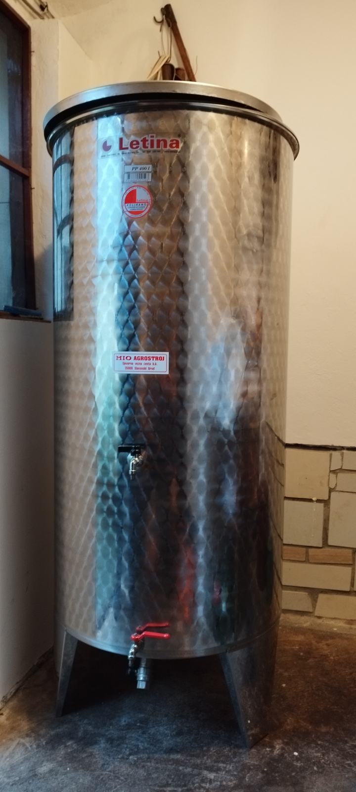 Bačva 400 l, polirani inox Letina