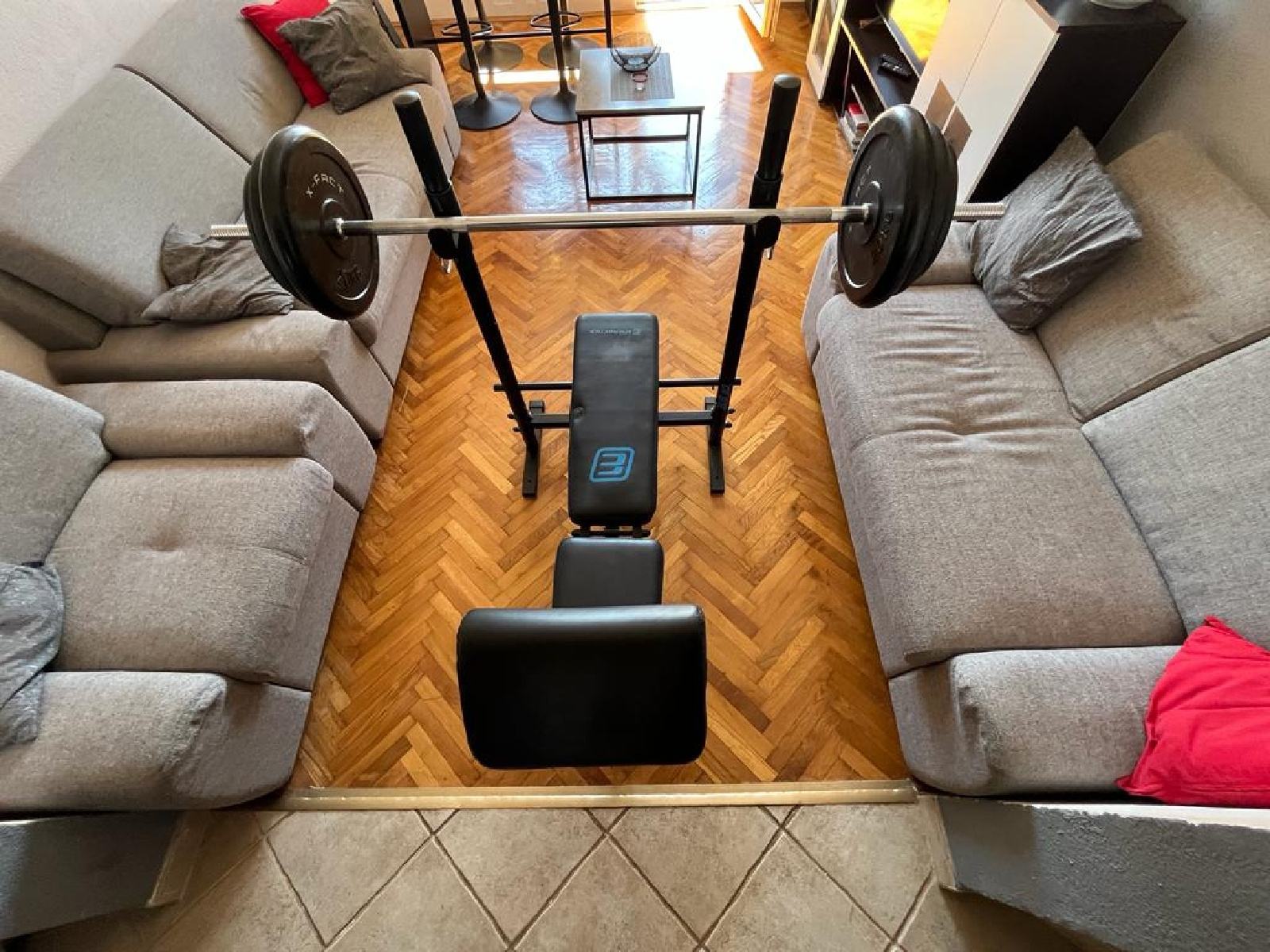 Bench klupa Energetics + šipka + 90 kg utega