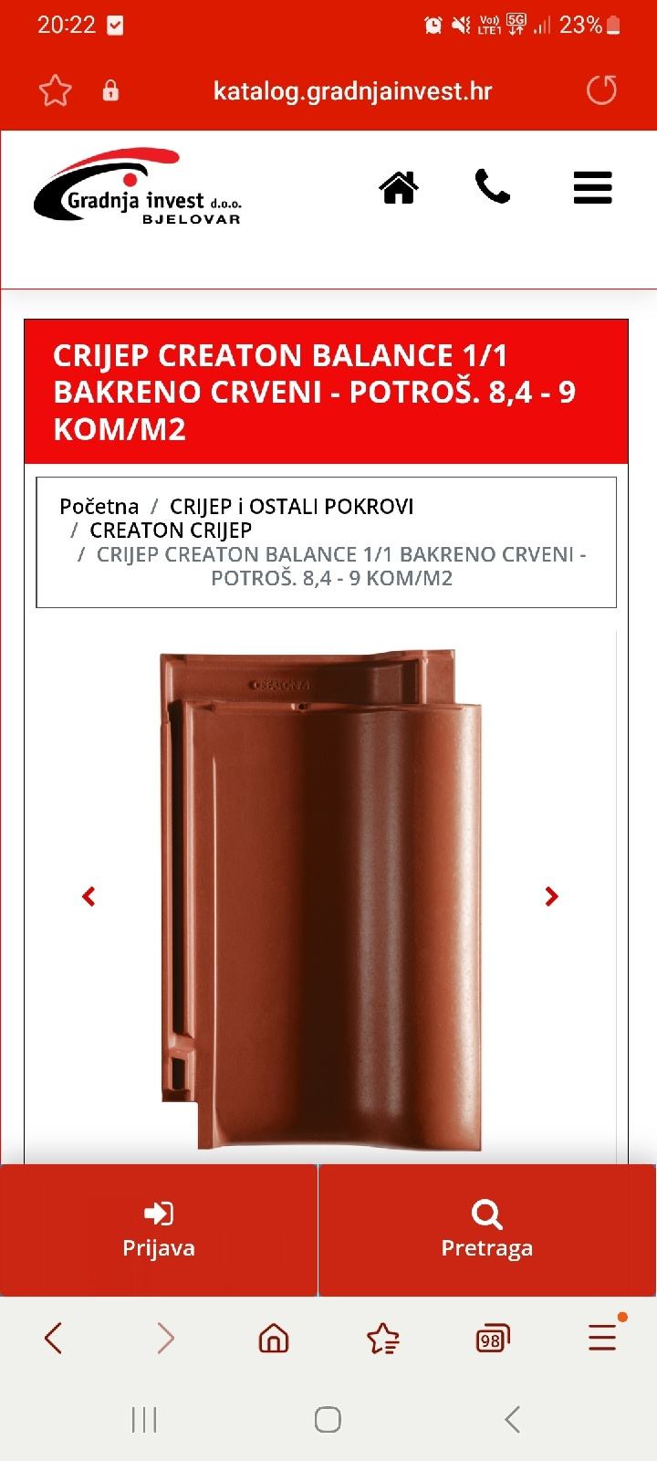 prodaje se crijep creaton balance