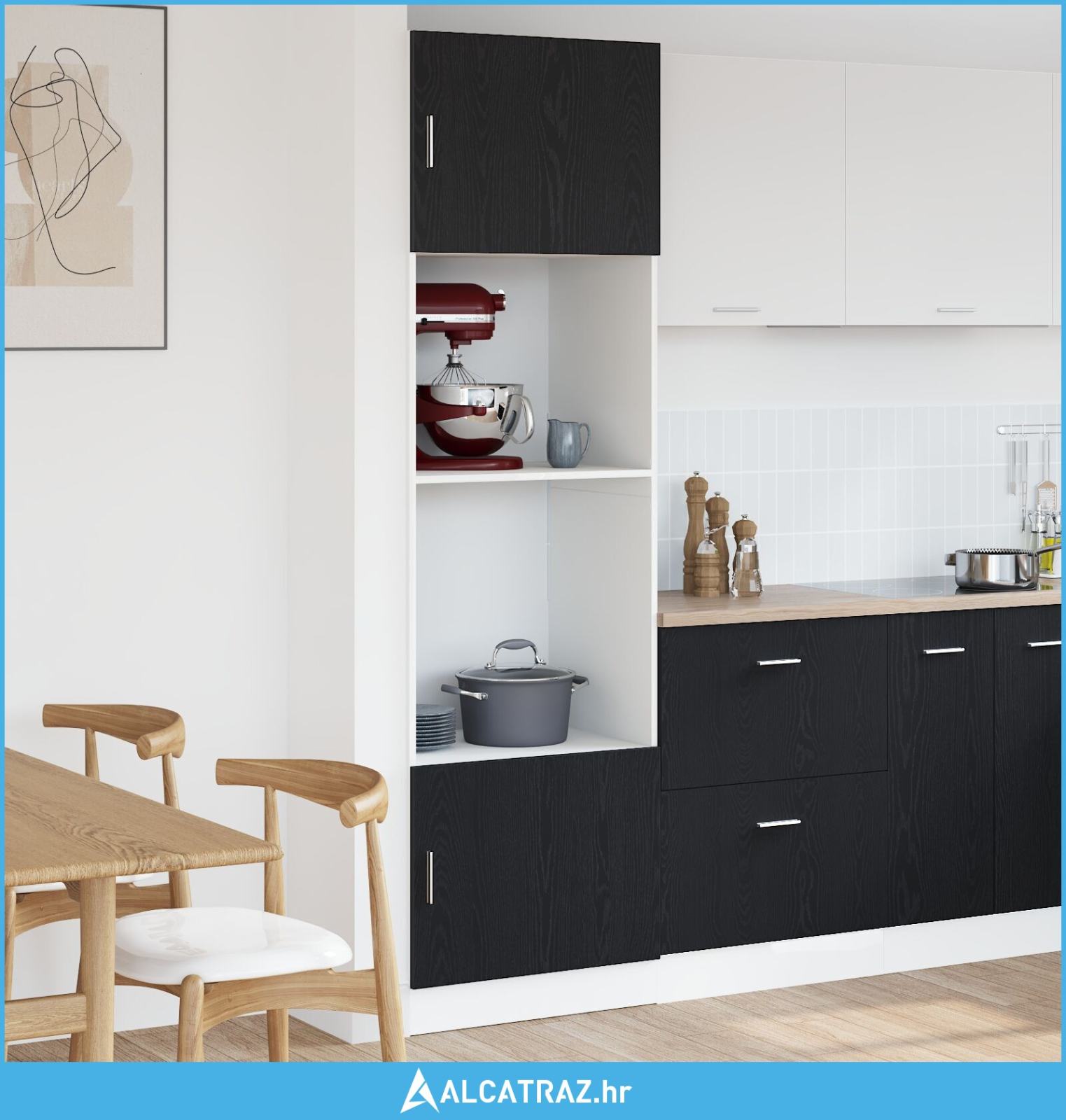 Kuhinjski ormar Crni hrast Inženjersko drvo 60 x 57 x 207 cm - NOVO