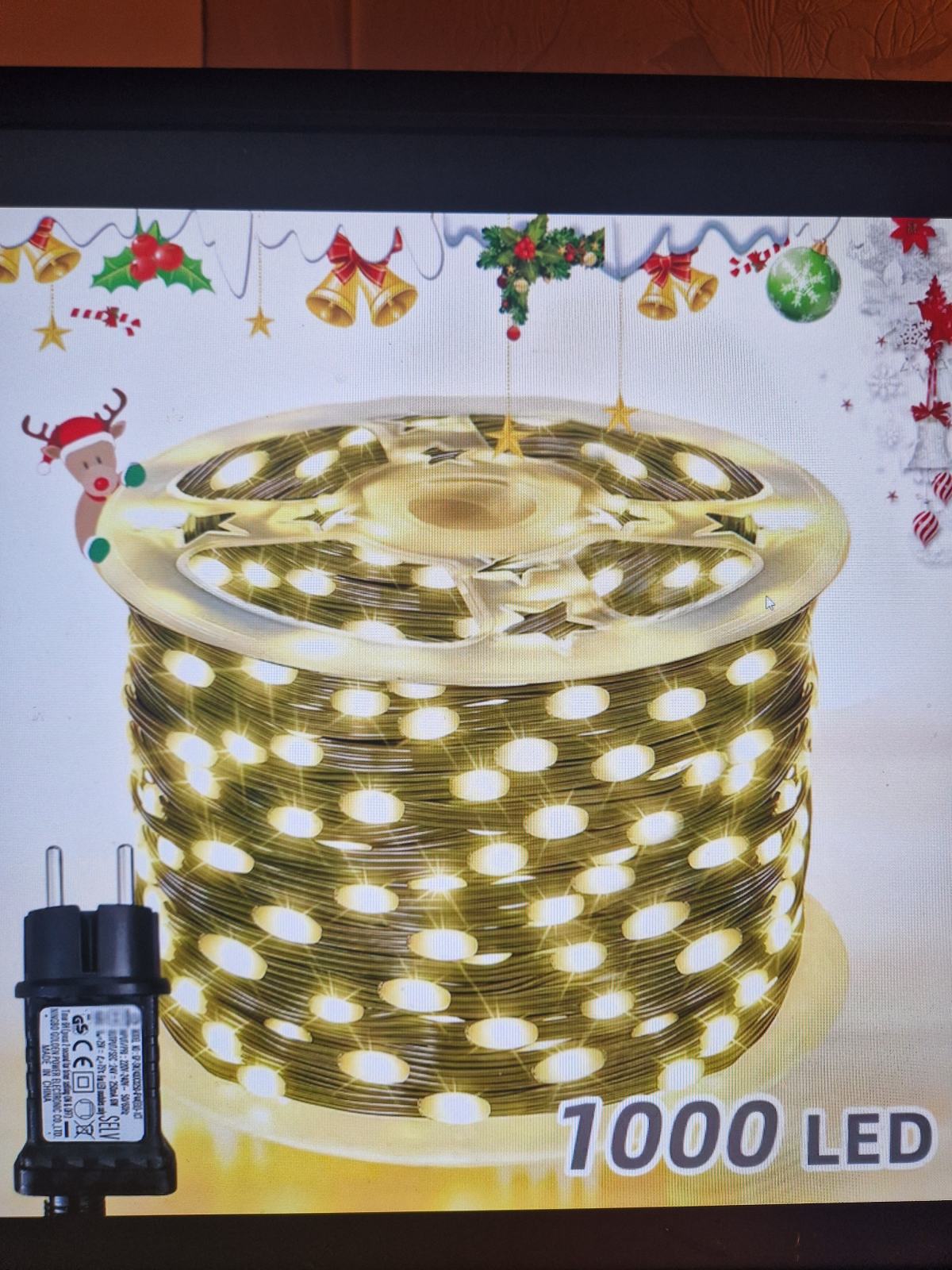 Lanac za vanjske božićne lampice 1000 LED topla bijela 100 m