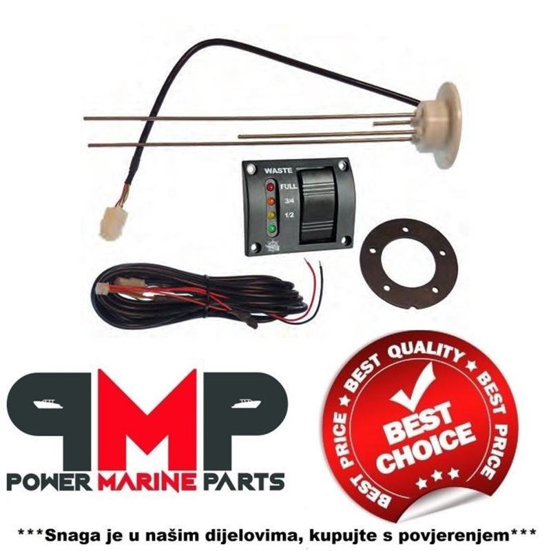 BLACK TANK LEVEL INDICATOR WITH DRAIN SWITCH AND FLOAT - 12V