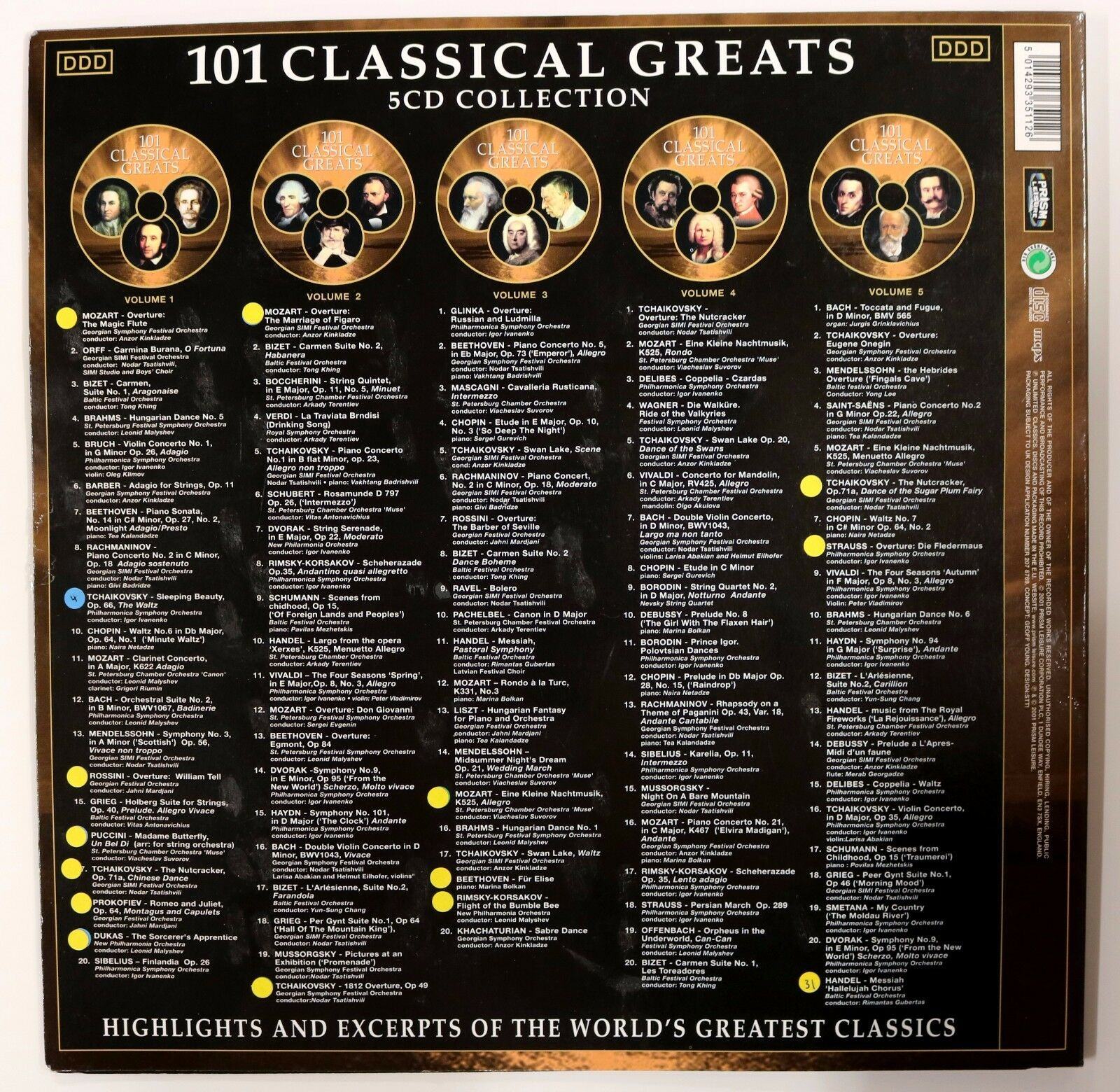 101 CLASSICAL GREATS 5 CD COLLECTION