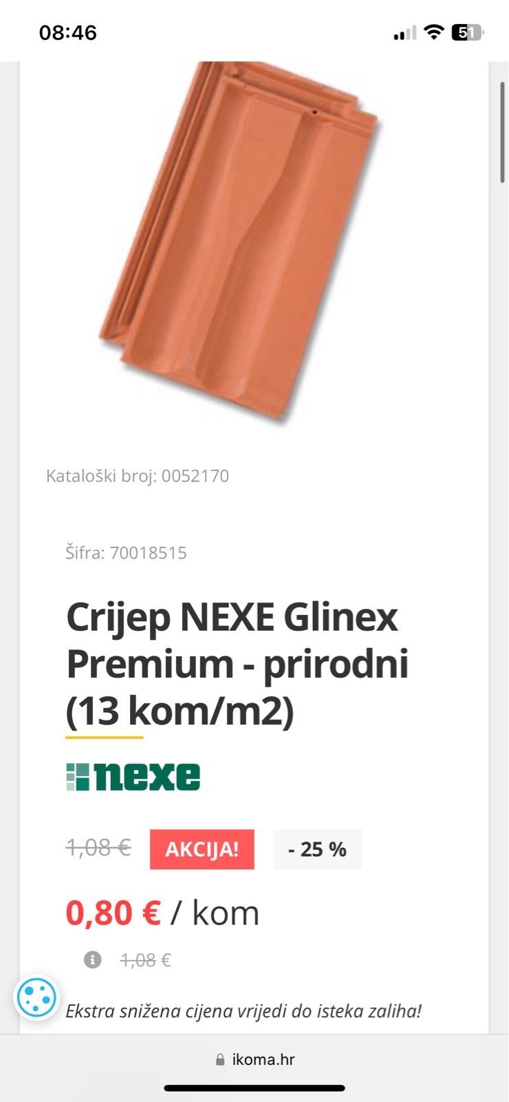 NOVI CRIJEP NEXE GLINEX PREMIUM 0,50/kom