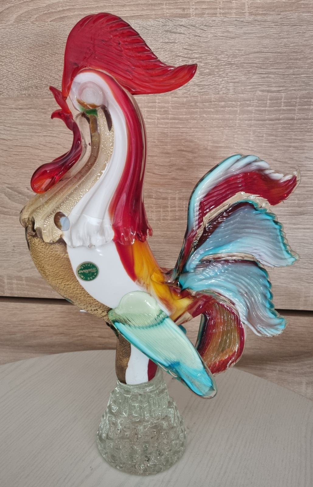 ORIGINAL MURANO STAKLO SKULPTURA PIJETAO 36x23x13 cm