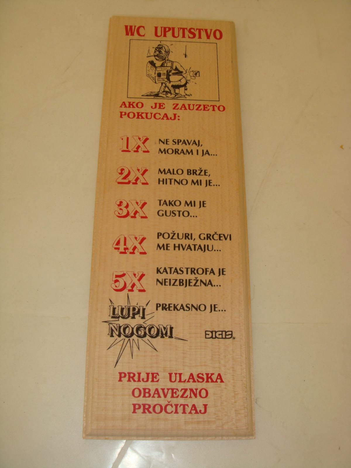 šaljivi natpis za wc - wc uputstvo