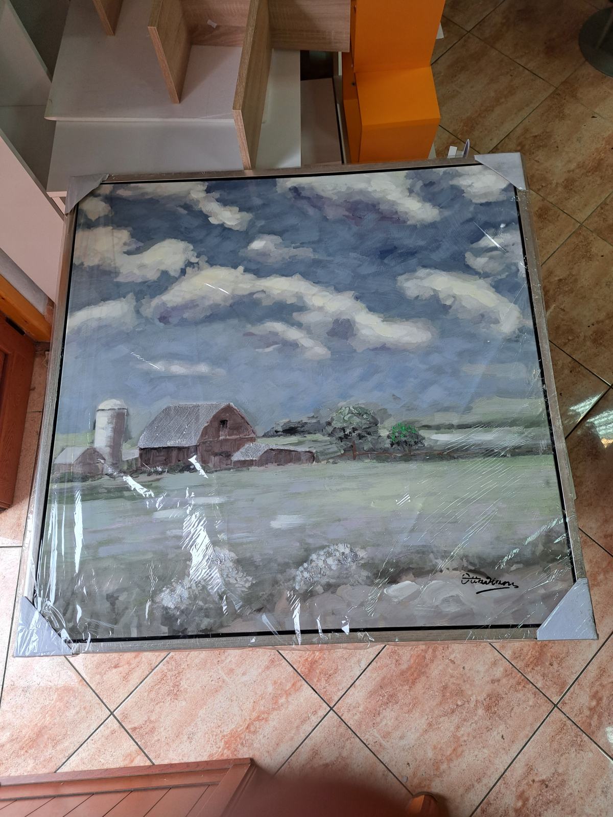 Slika / Zidno platno - Stara farma pod oblacima - 100x100cm