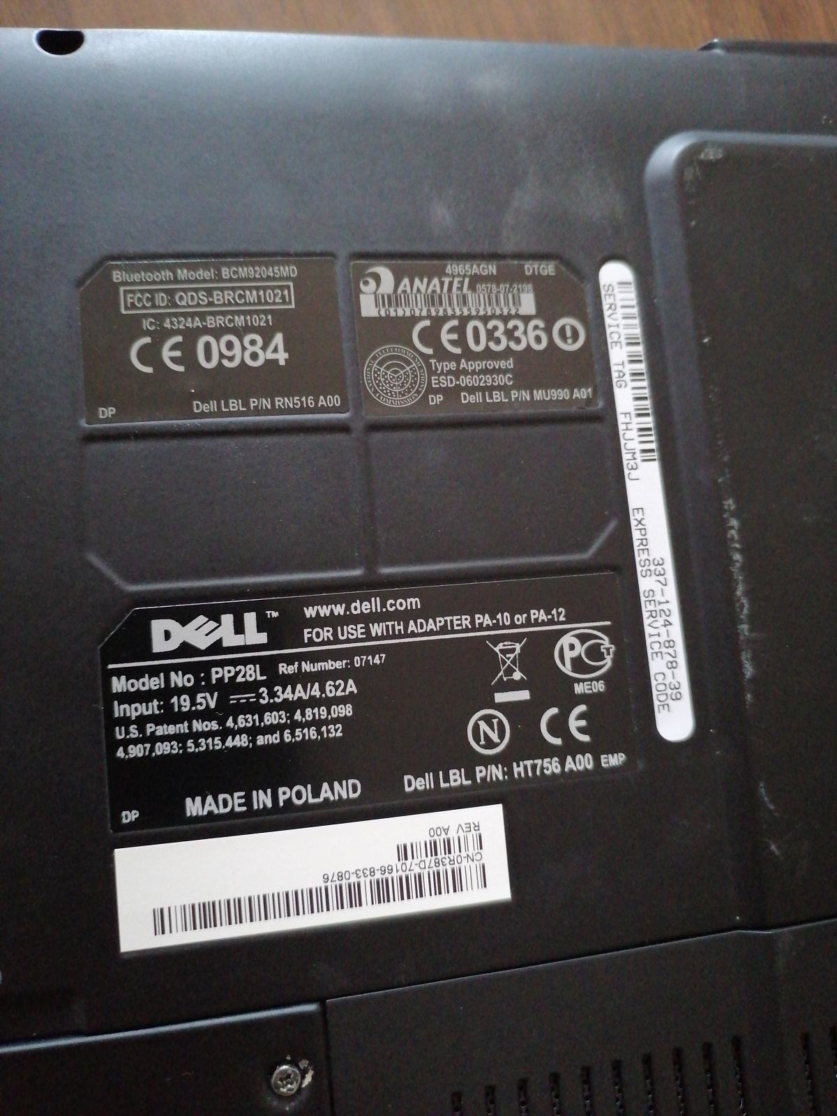 Dell laptop PP28L