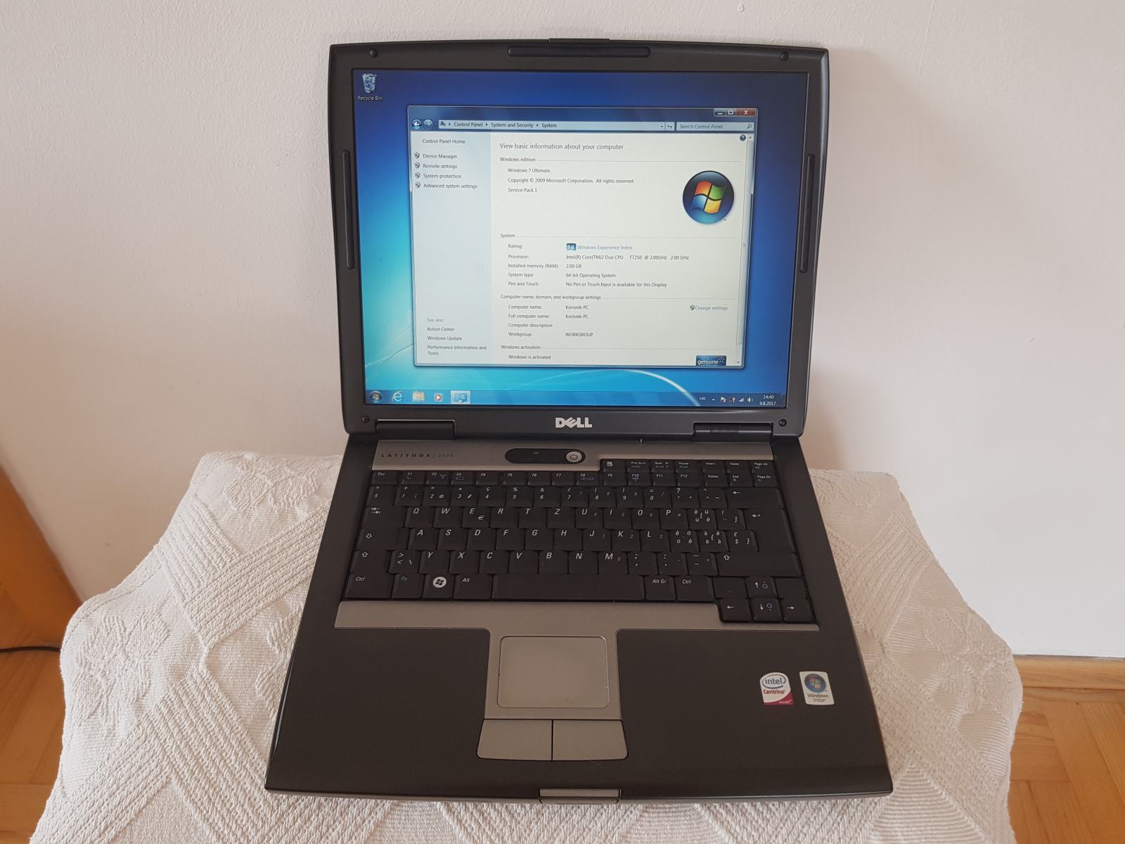 Dell Latitude D530, Windows 7 SP1, 2GB RAM, AMD Turion 64 X2 @ 1.60GHz