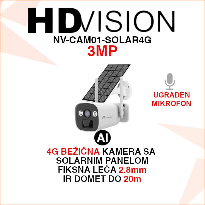 HDVISION 4G BEŽIČNA AI KAMERA SA SOLARNIM PANELOM NV-CAM01-SOLAR4G