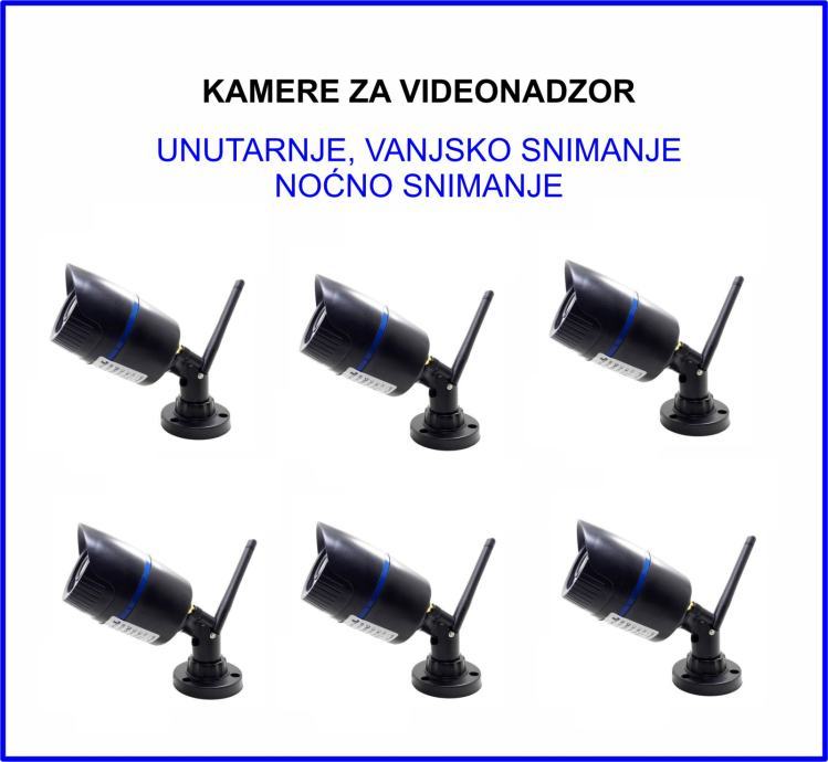 komplet 6 kamera za video nadzor WIFI noćno vanjsko unutarnje snimanje