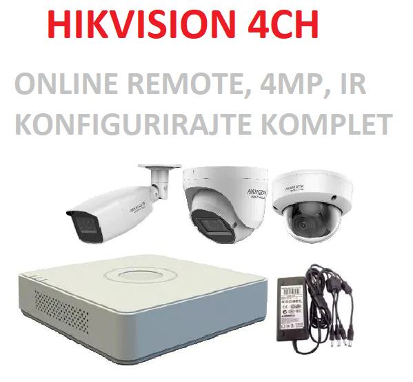 VIDEO NADZOR KOMPLET 4X 4MP KAMERE VIDEONADZOR SET HIKVISION