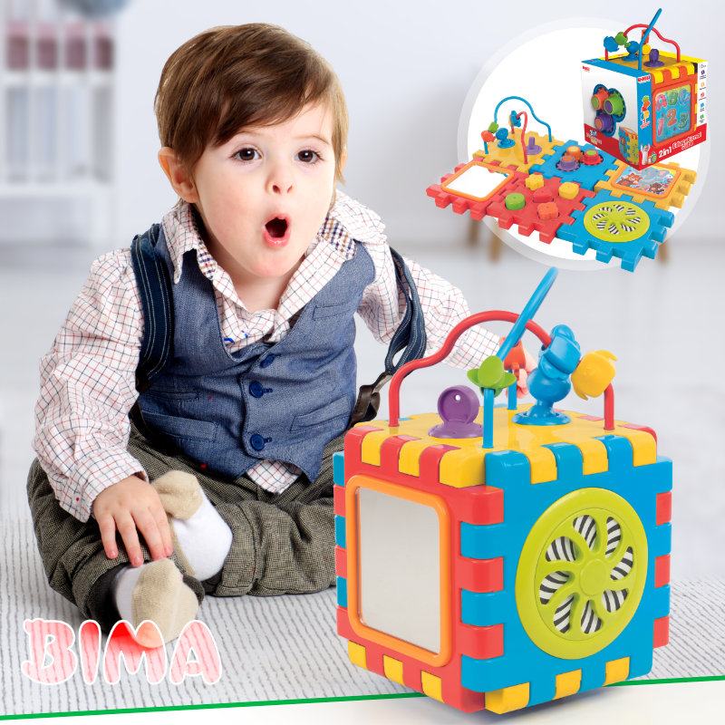 VELIKA DIDAKTIČKA KOCKA 2u1 SKLOPIVA S OBLICIMA ZA UBACIVANJE I VODILI