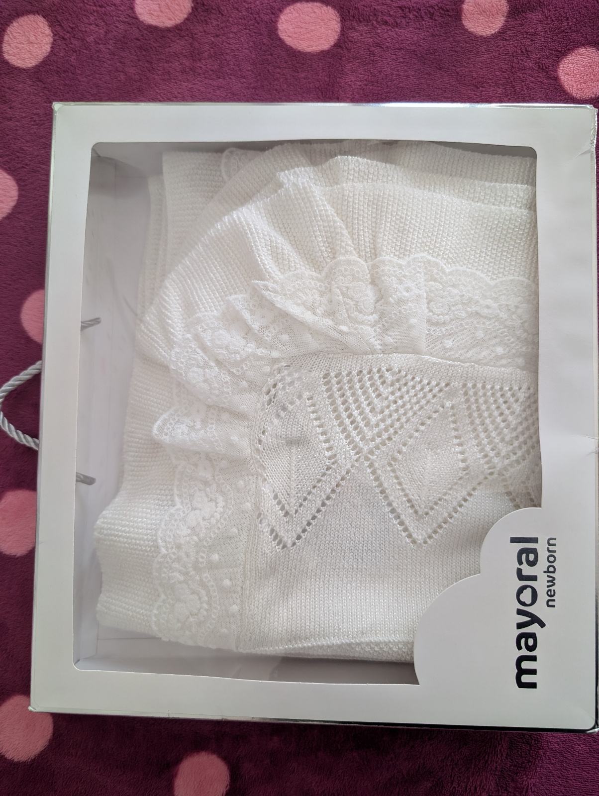 Mayoral prekrivač za bebe (svečani, krštenje, vez,čipka)