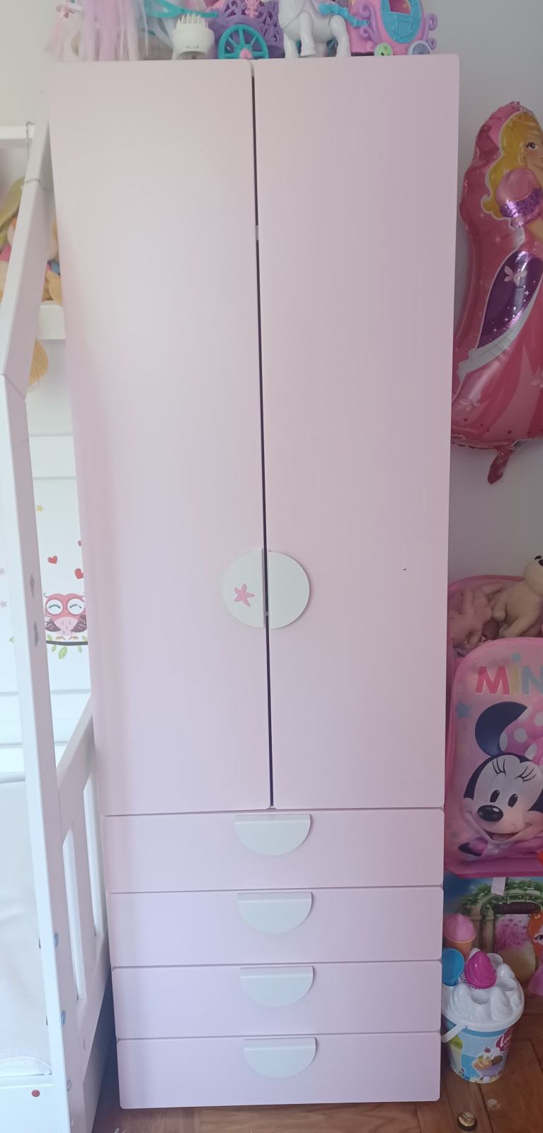 Dječji ormar IKEA SMÅSTAD / PLATSA s 4 ladice, 60x57x181 cm, rozi