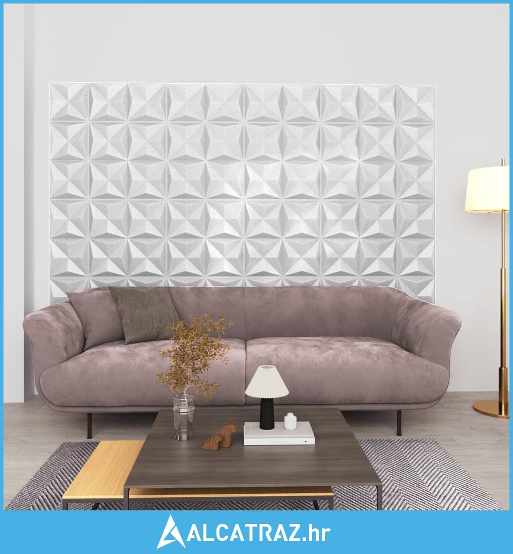 3D zidni paneli 24 kom 50 x 50 cm origami bijeli 6 m² - NOVO