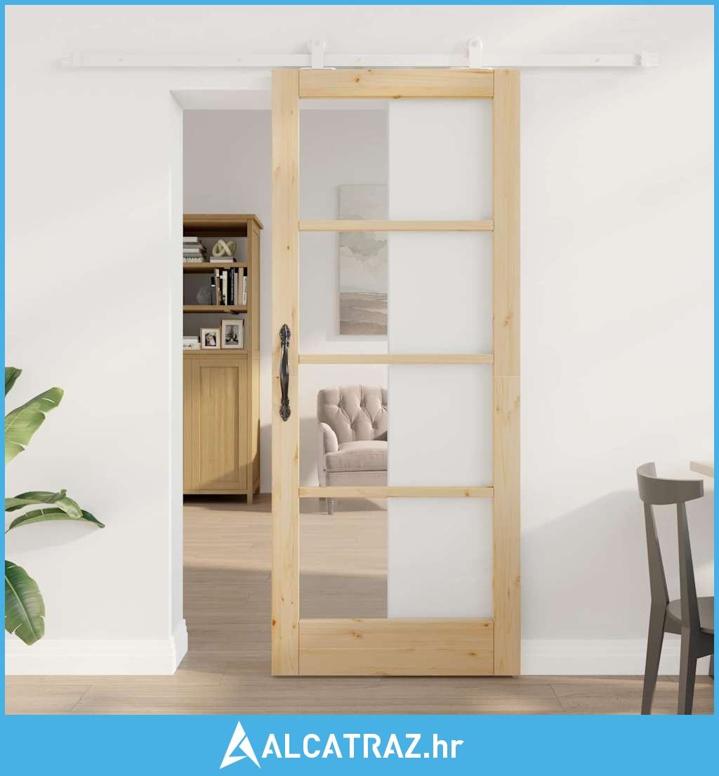 Klizna vrata ORKDAL Smeđa 83 x 202 cm Drvo i metal - NOVO