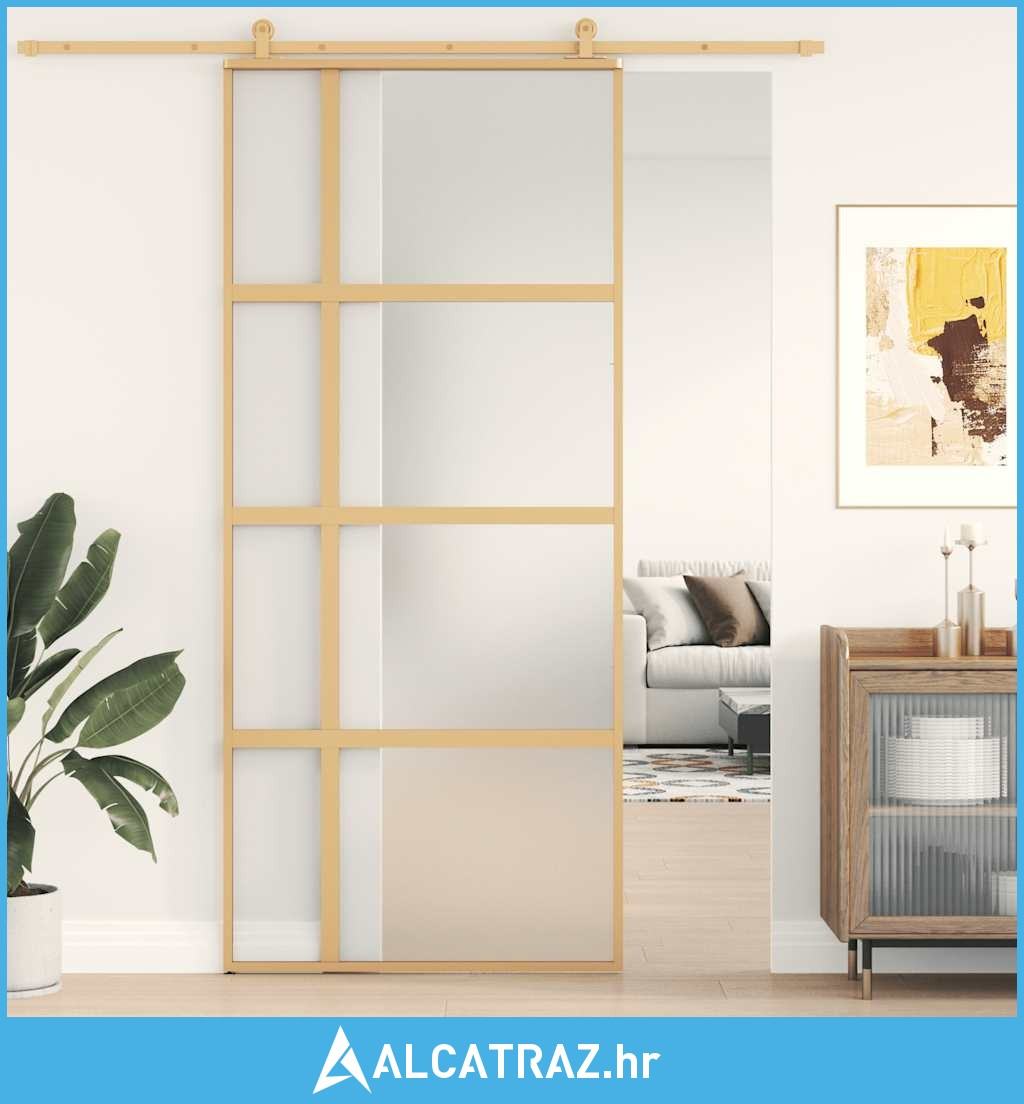 Klizna vrata zlatna 90 x 205 cm matirano staklo ESG i aluminij - NOVO