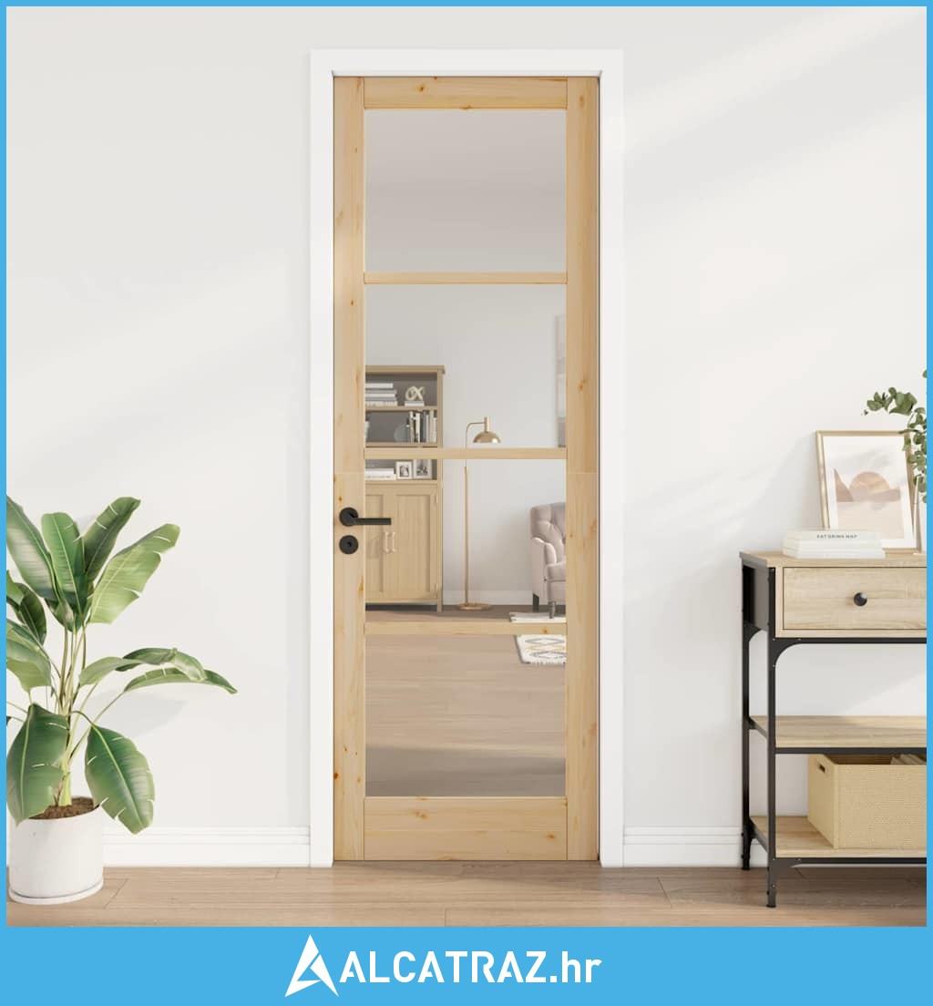 Unutarnja vrata sa staklom ORKDAL 78x232x4 cm Čvrsto drvo bor - NOVO
