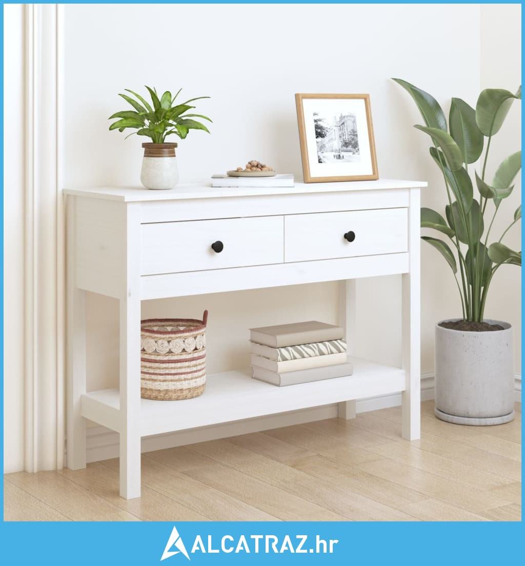 Konzolni stol bijeli 100x35x75 cm od masivne borovine - NOVO