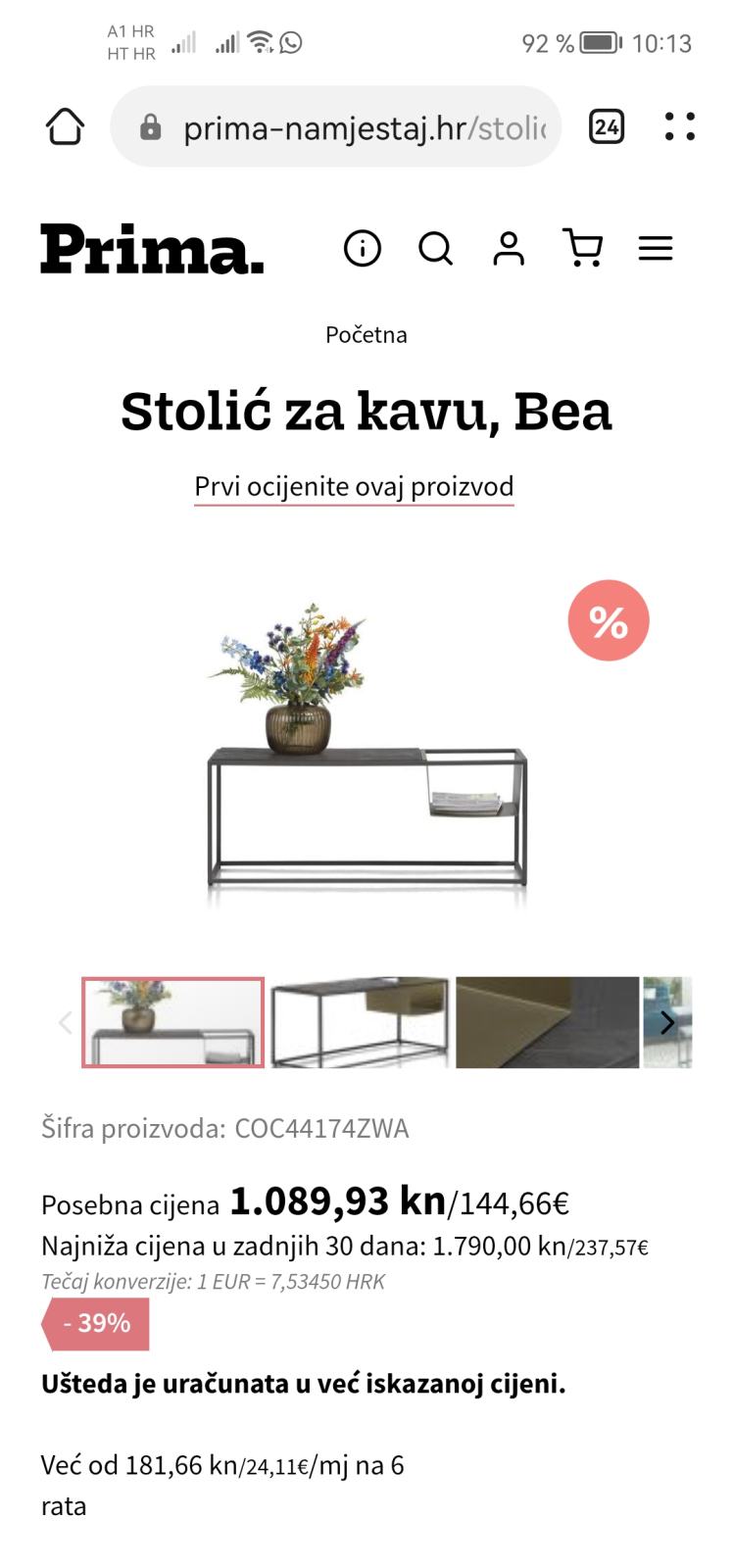 Stolić za dnevni boravak Bea, Prima, novo!