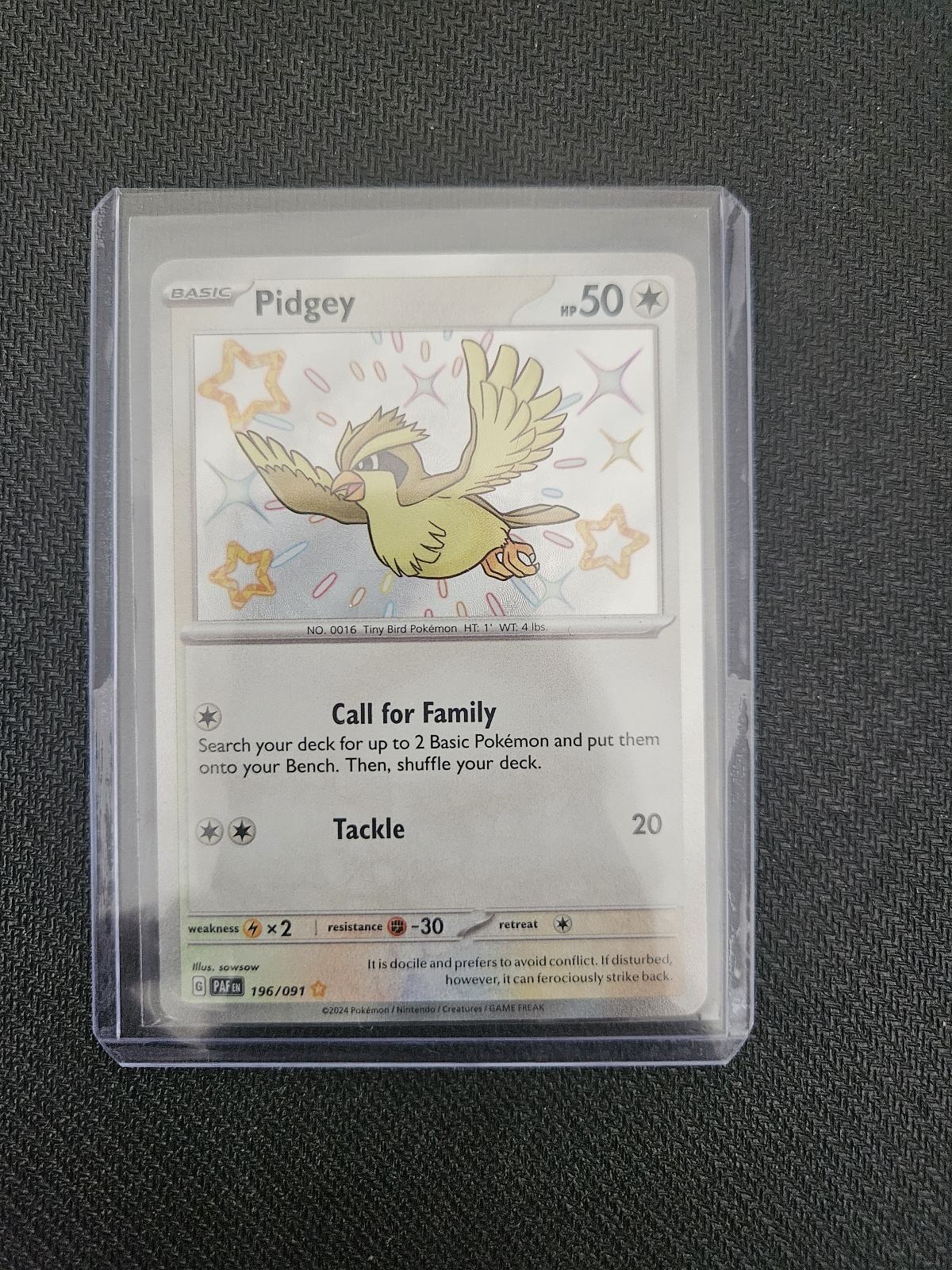 Pokemon Pidgey Paldean Fates 196/091 Shiny Near Mint