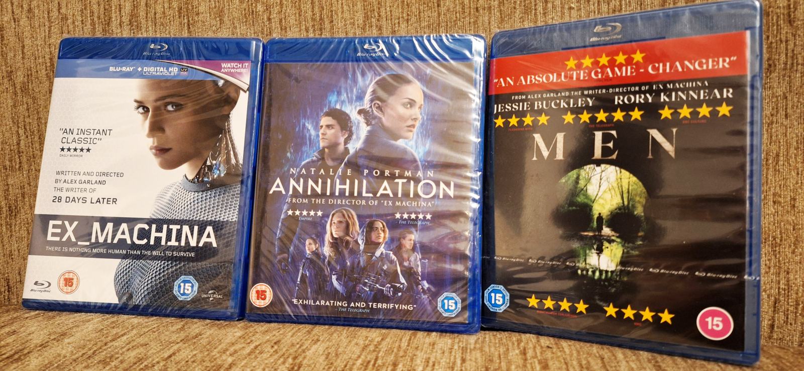Alex Garland Blu Ray komplet (Ex Machina / Annihilation / Men)