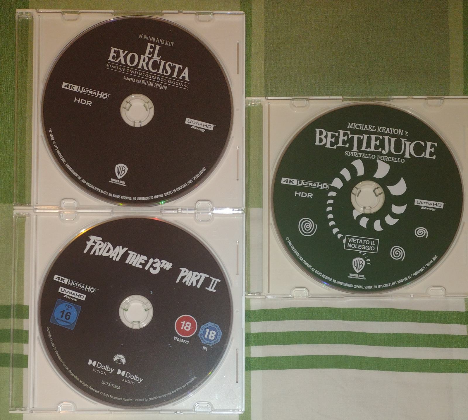 Exorcist, Friday the 13th Part 2, Beetlejuice 4k
