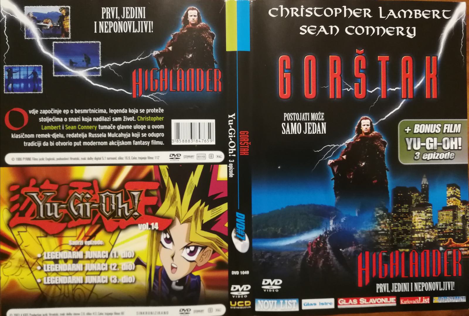 Dvd HIGHLANDER (Gorštak) + YU-GI-OH