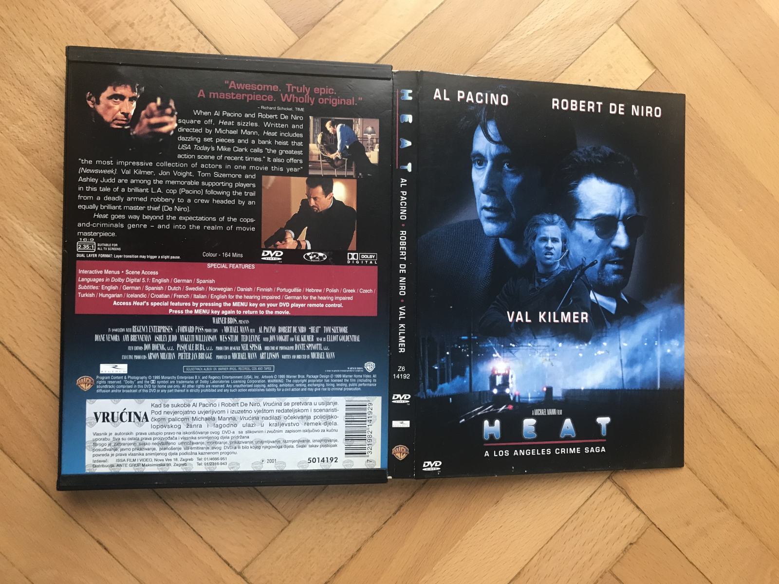 Robert De Niro + Al Pacino + Val Kilmer DVD .de Vrućina = Heat (1995.)