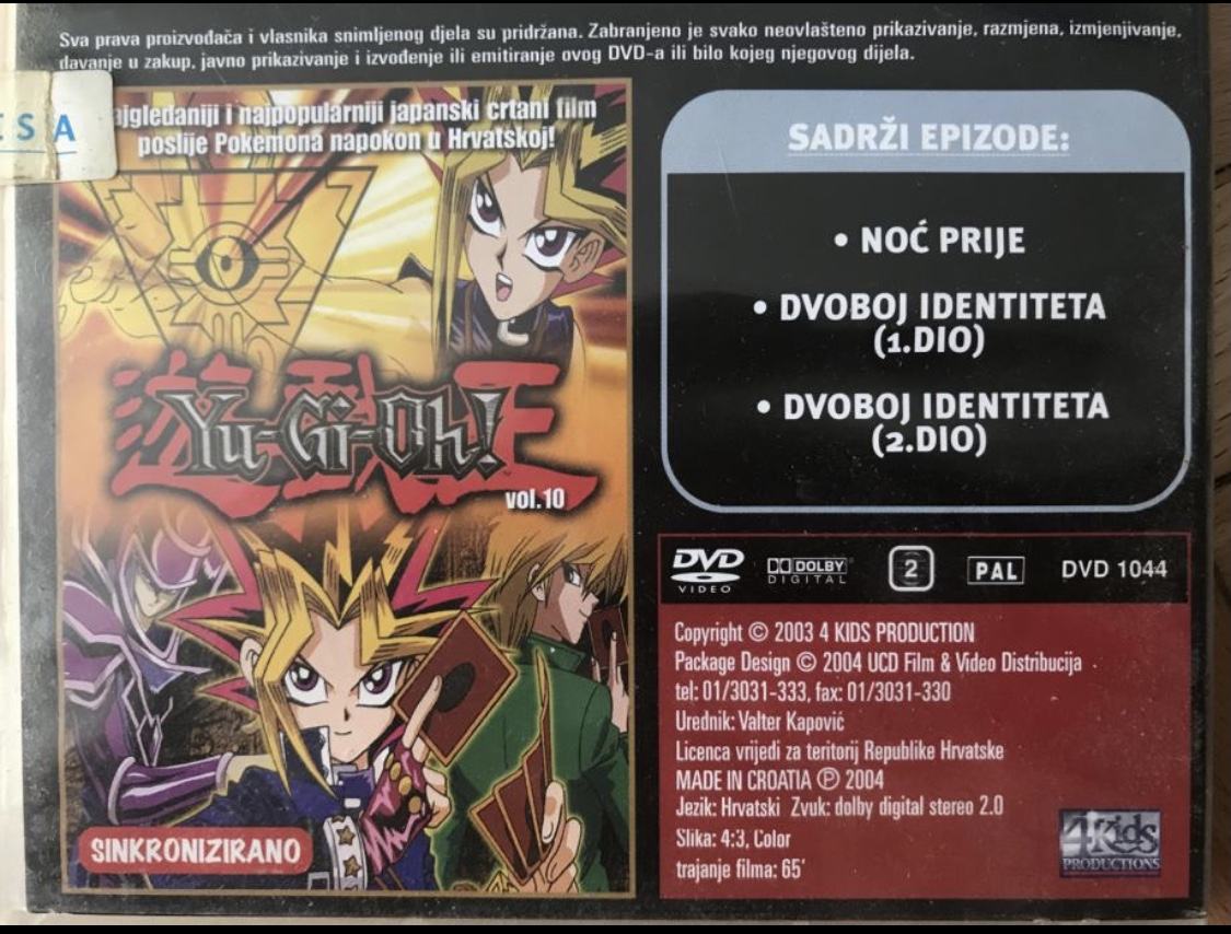 DVD Yu-Gi-Oh! S1 / vol. 10 / Ep 28-30 / tri epizode, prve sezone