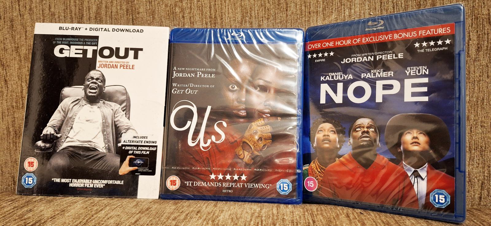 Jordan Peele Blu Ray komplet (Get Out / Us / Nope)