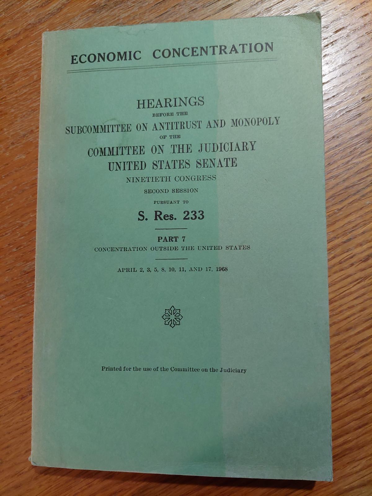 ECONOMIC Concentration - S. Res. 233