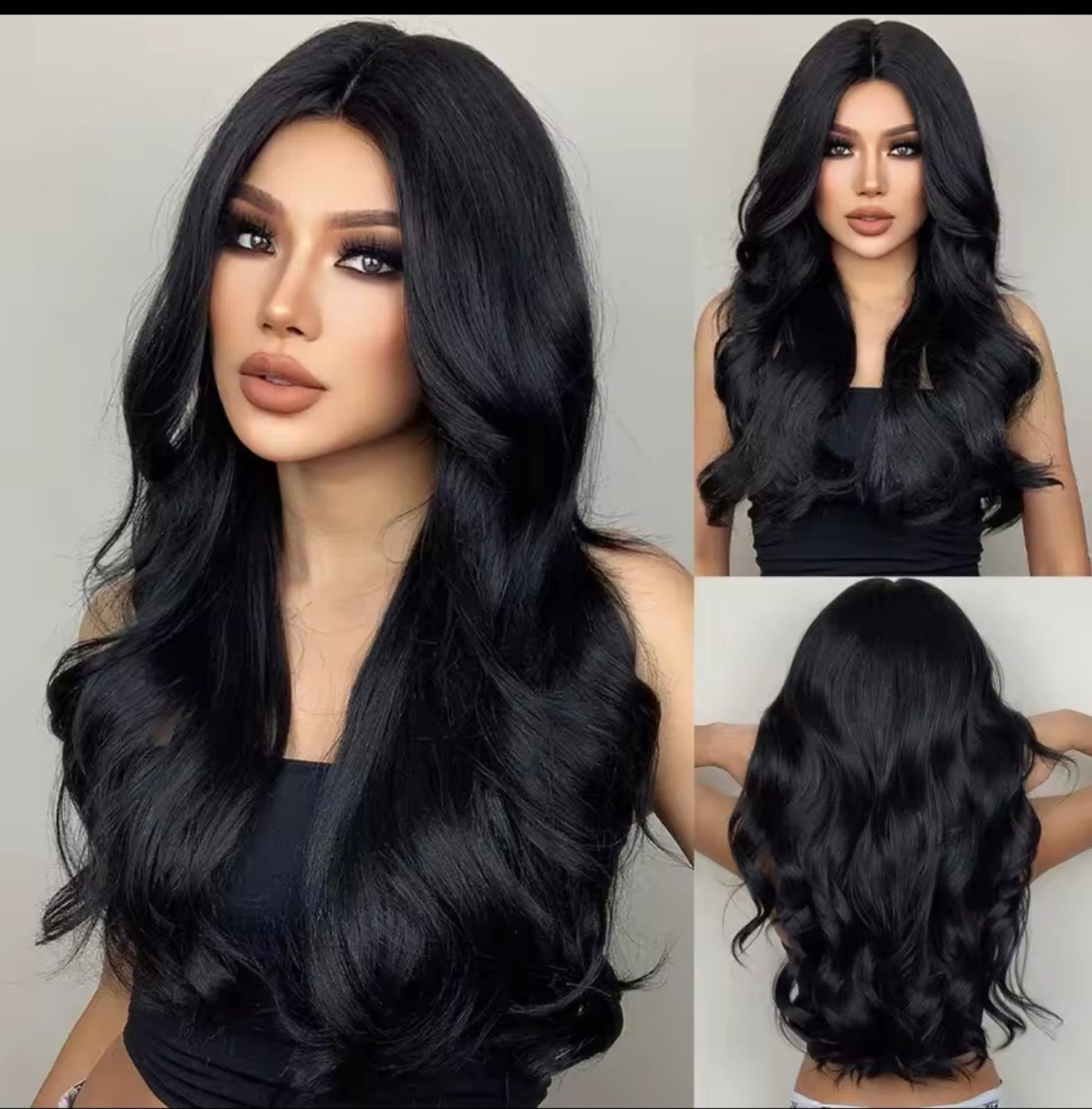 Perika nova duga crna valovita prirodan izgled kose