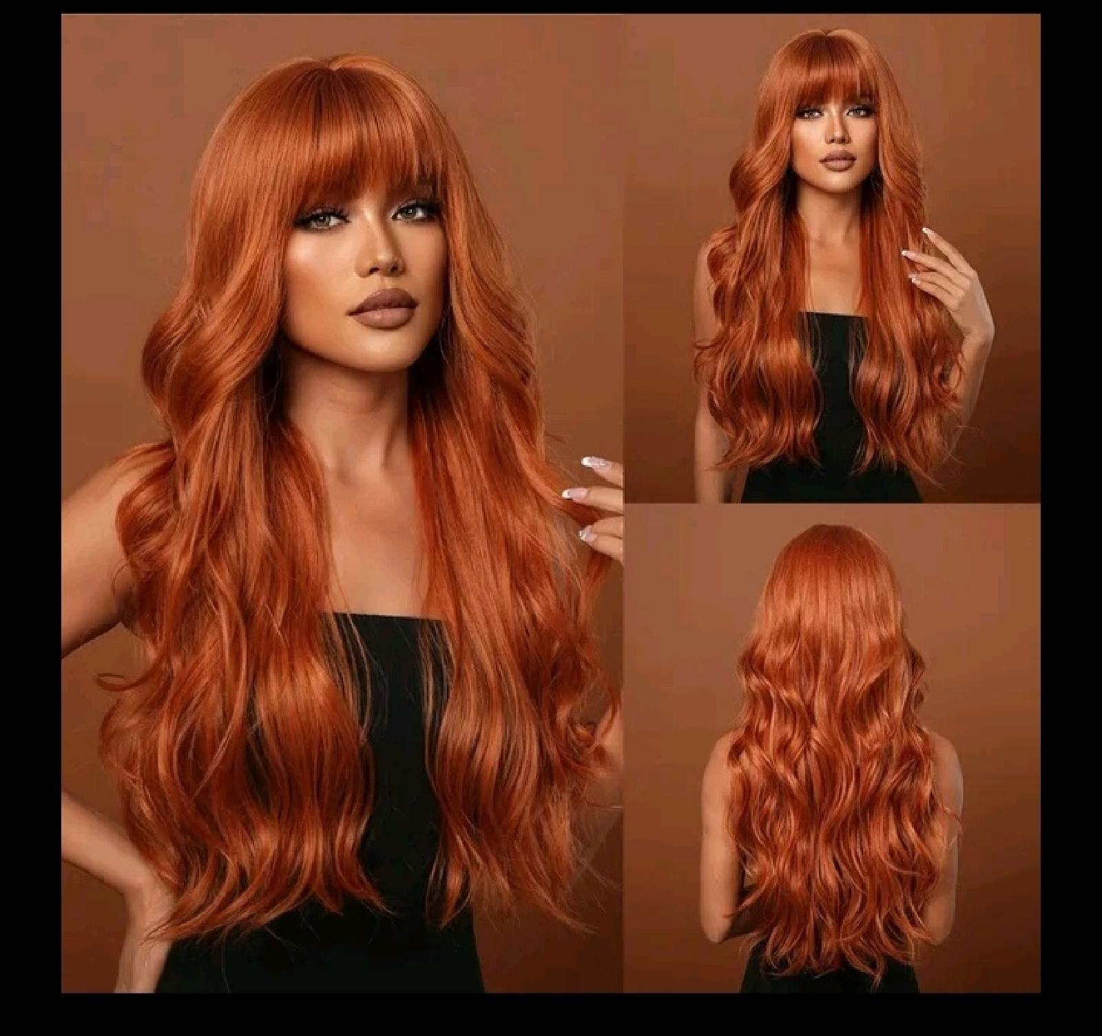 Perika nova duga valovita ginger sa šiškama prirodan izgled kose